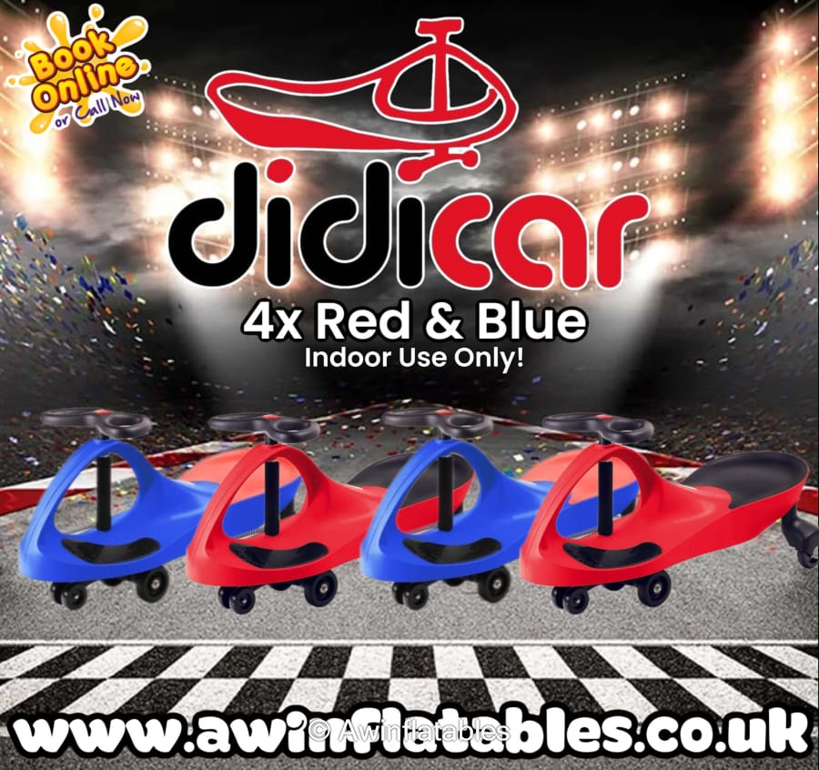 4x Red and Blue Didi Cars - Bouncy Castle, Assault Course & Soft Play ...